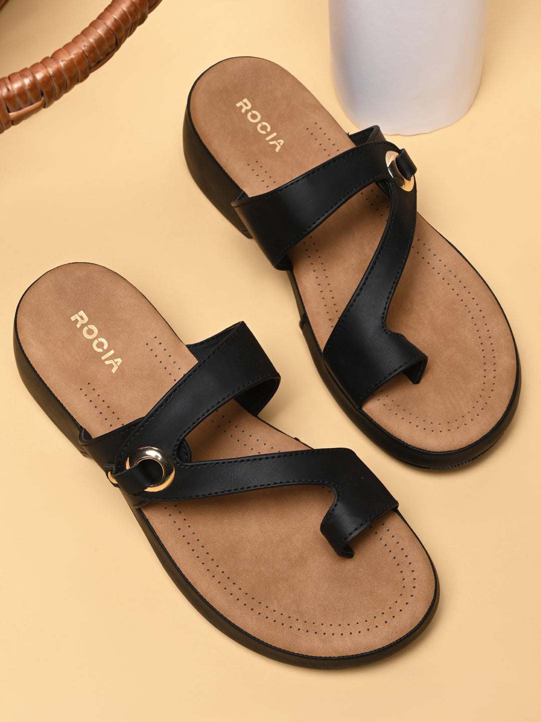 Shop Rocia By Regal Black Women Comfort One Toe Sandal Online