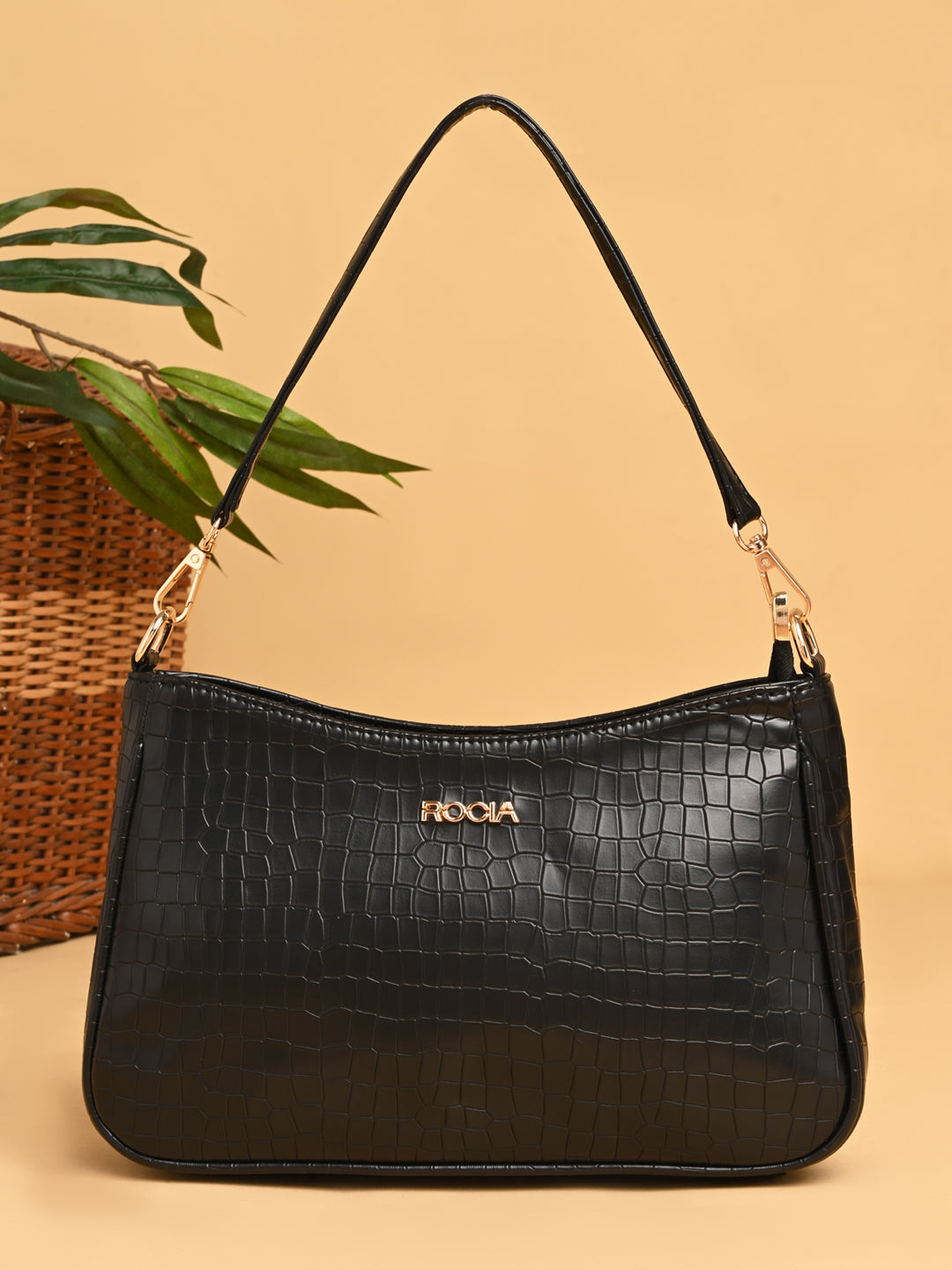 Shop Rocia By Regal Black Women Croco Shoulder Bag Online