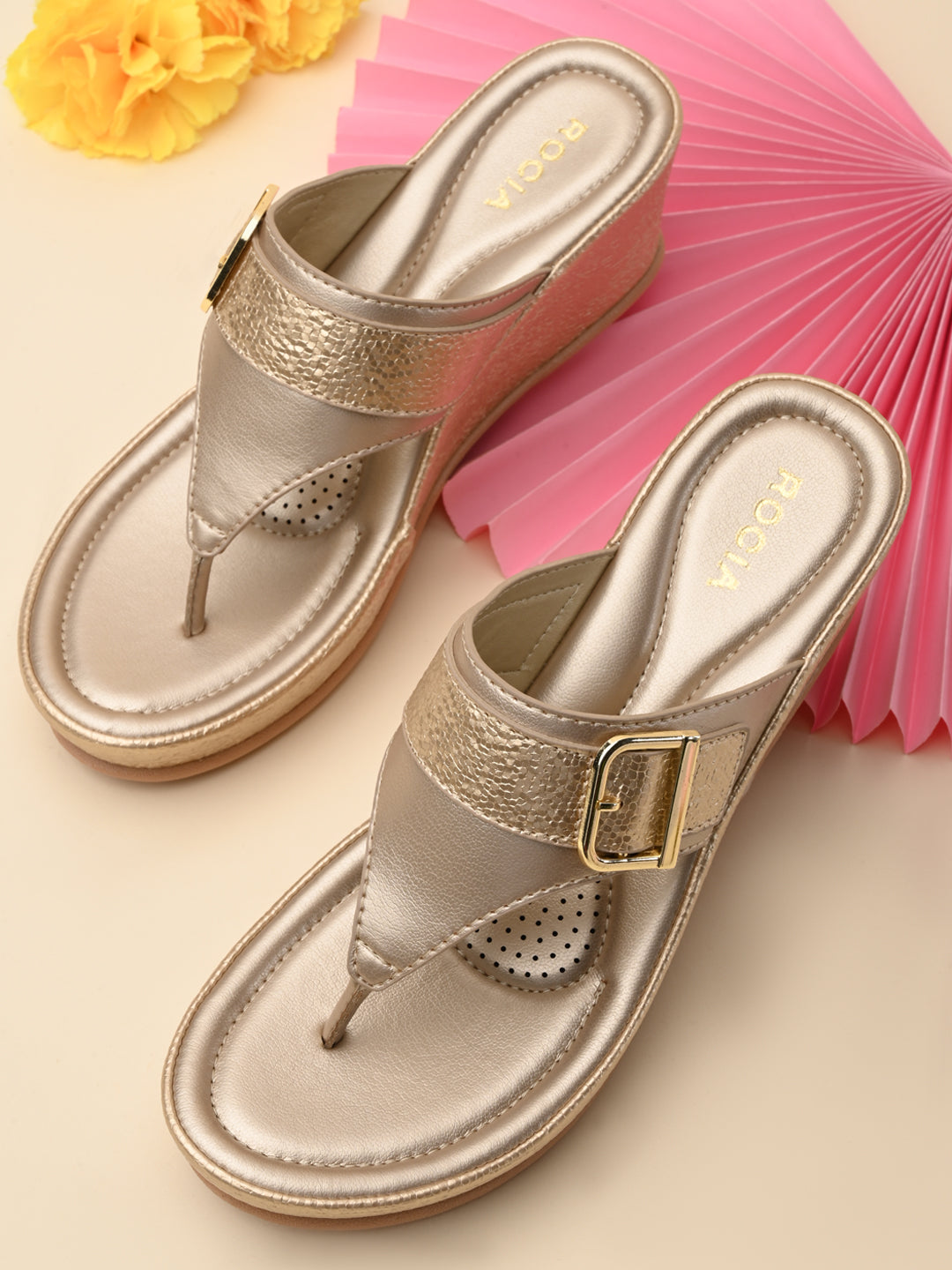 Shop Rocia By Regal Gold Women Funky Wedges Online