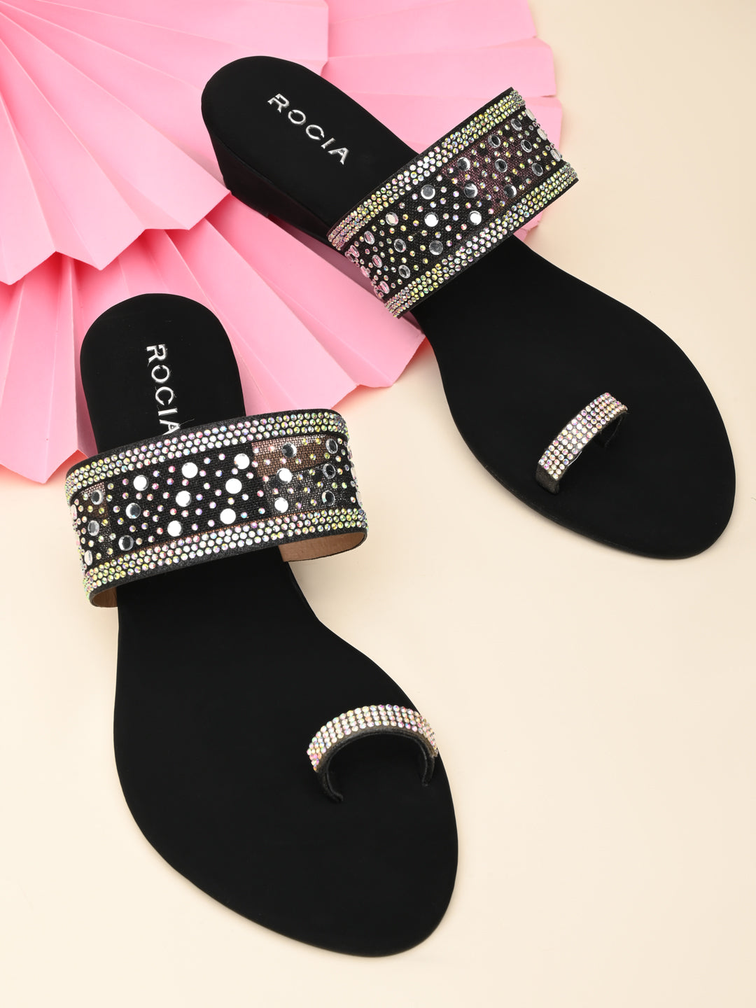 Black Women One Toe Diamond On Vinyl Fancy Wedges 59033Black