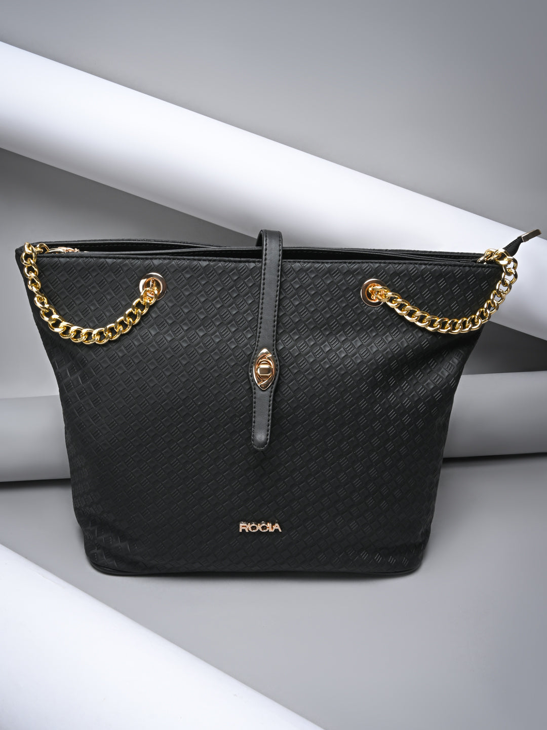 Shop Rocia By Regal Black Womentextured Tote Bag Online