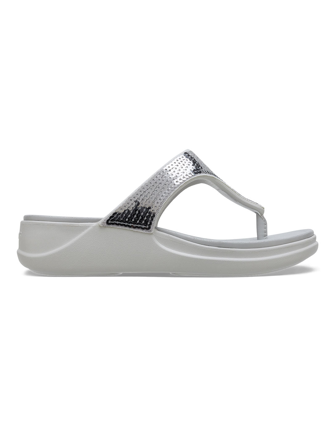 Crocs Silver Women Boca Wedge Flip Flops