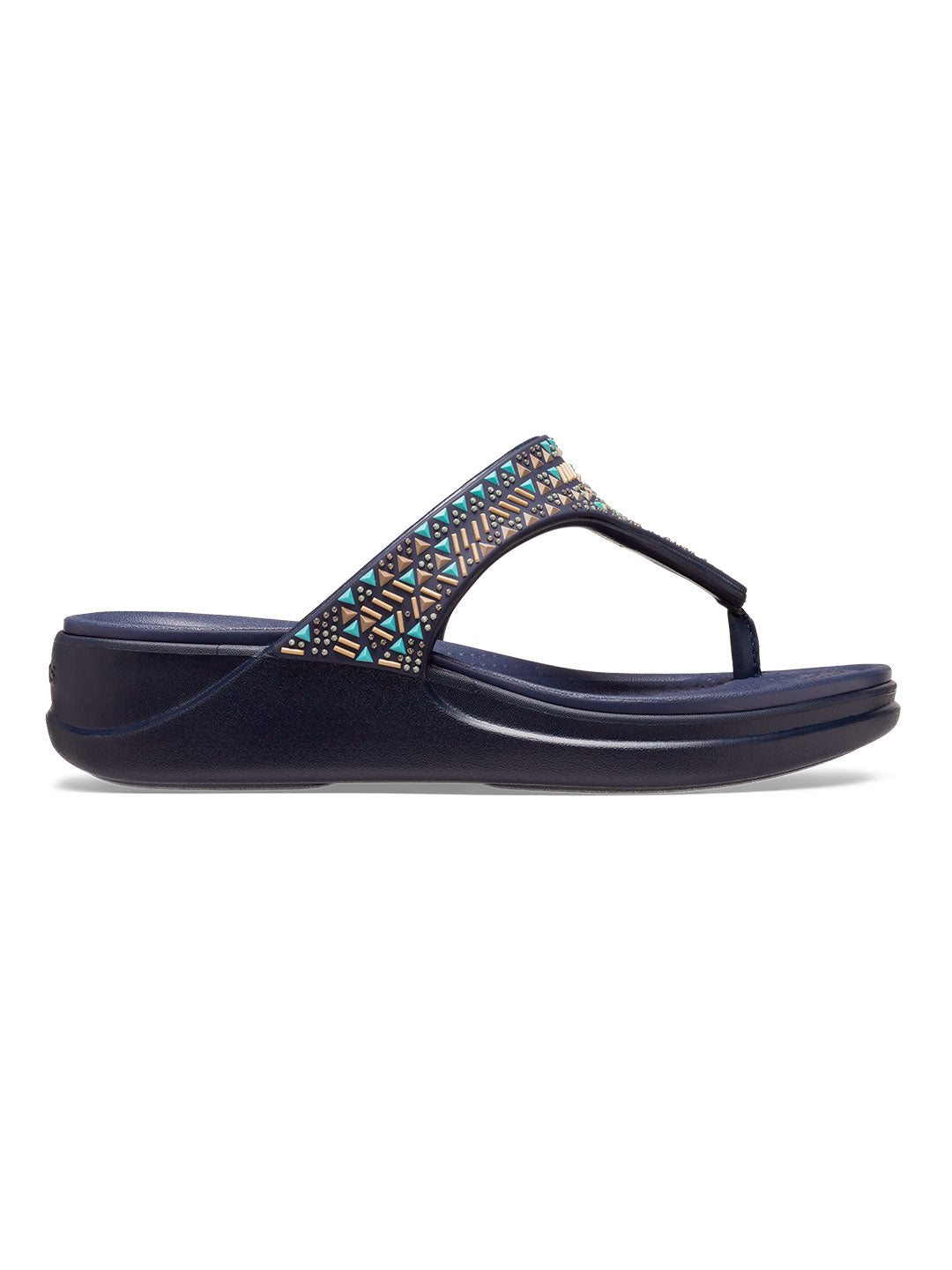 Shop Crocs Navy Women Boca Medallion Wedge Flip Flops Online
