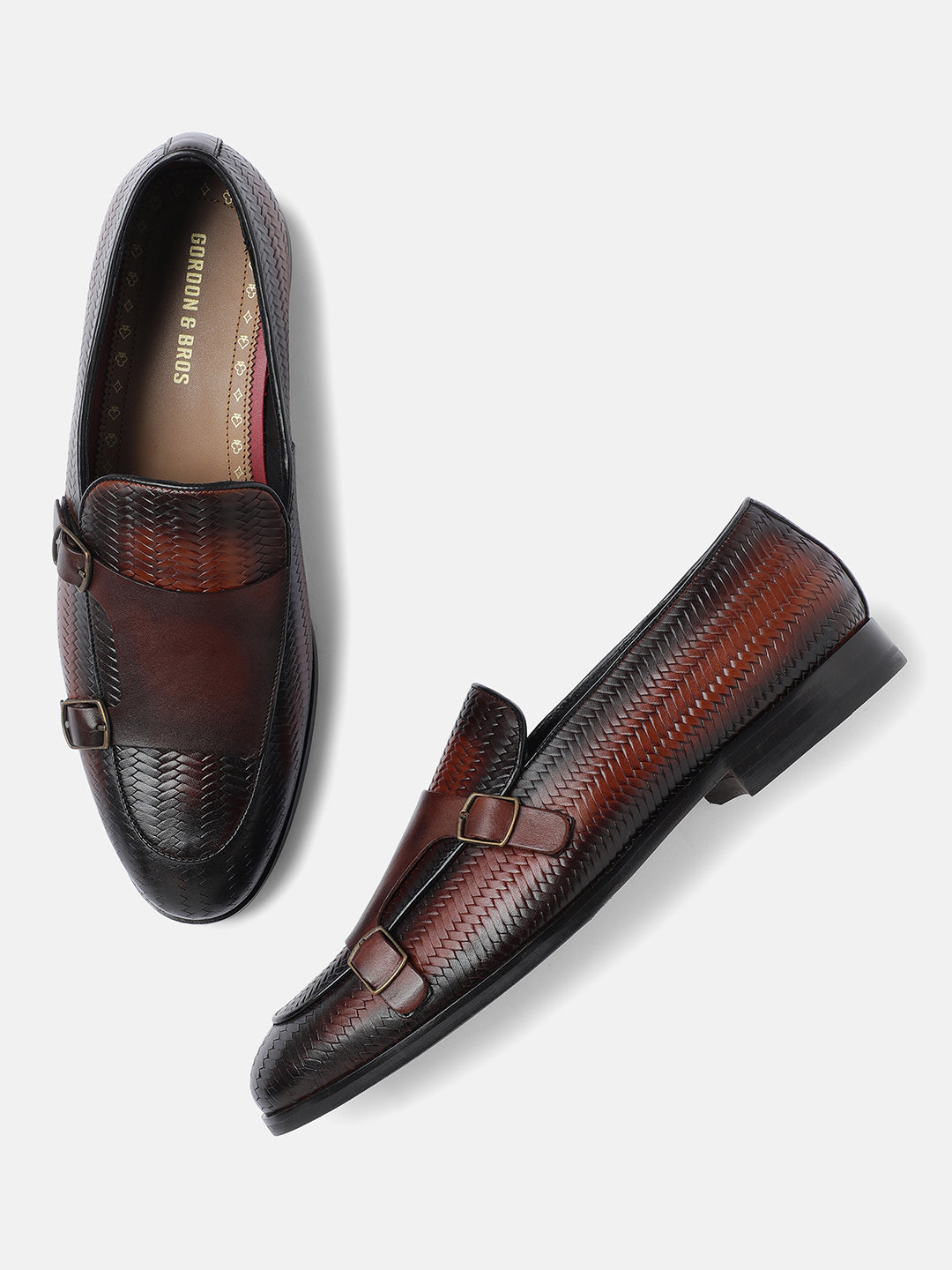 Shop Gordon And Bros Brown Men Double Monk Shoes Online