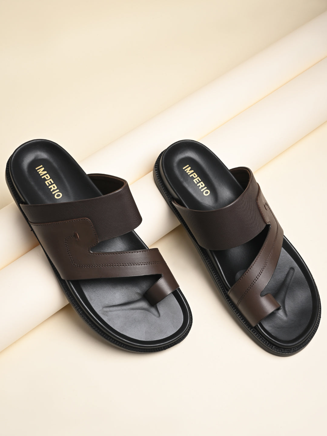 Shop Imperio By Regal Brown Men Leather One Toe Sandals I10090BROWN